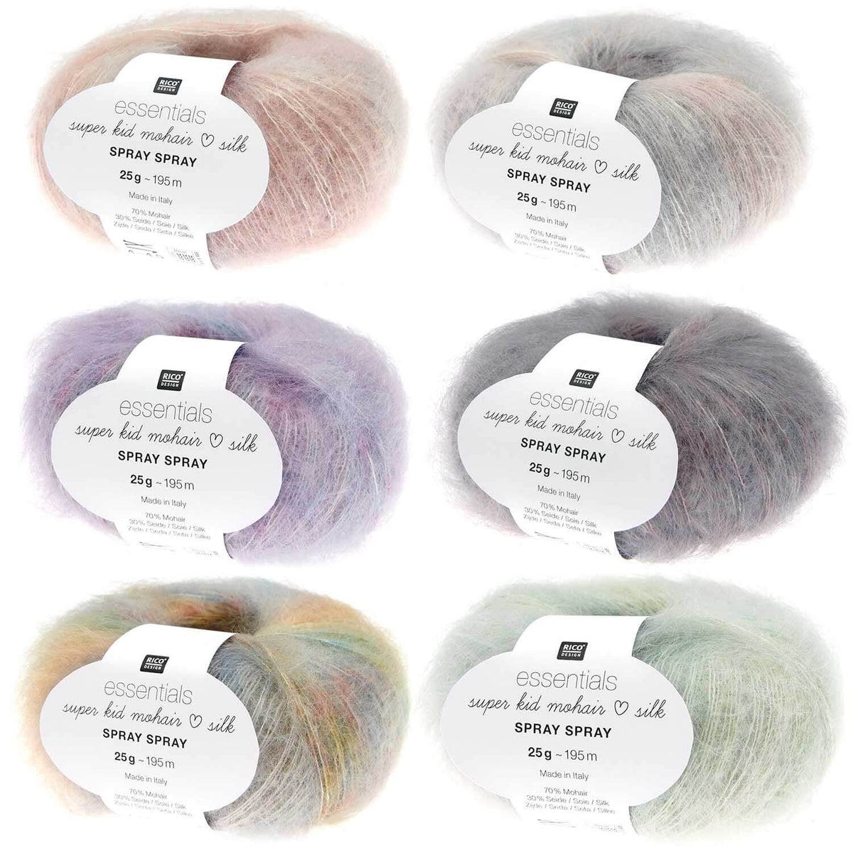 Rico Designs Super Kid Mohair Loves Silk Spray knitting crochet yarn ...