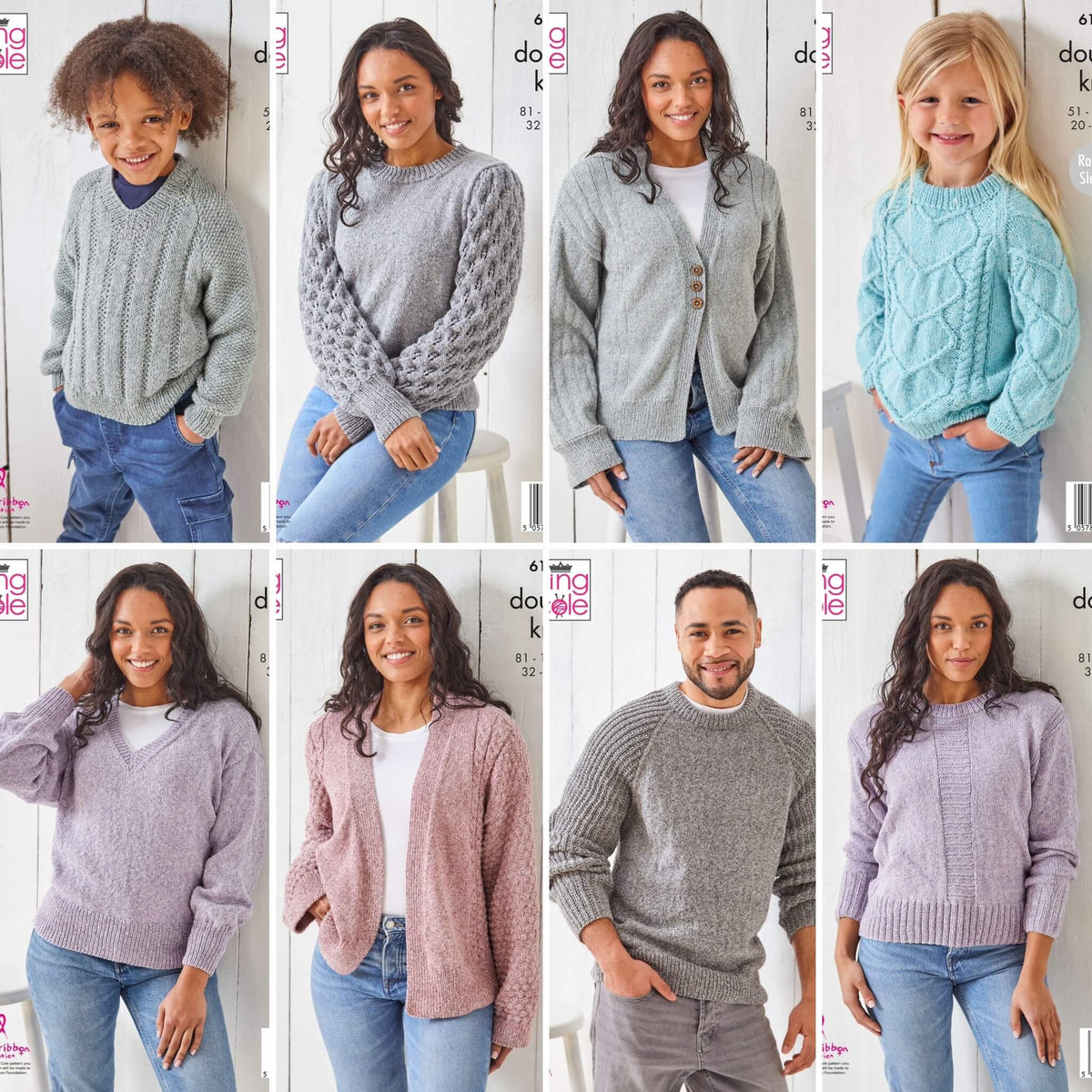 King Cole Simply Denim DK knitting patterns adults and kids jumpers and ...