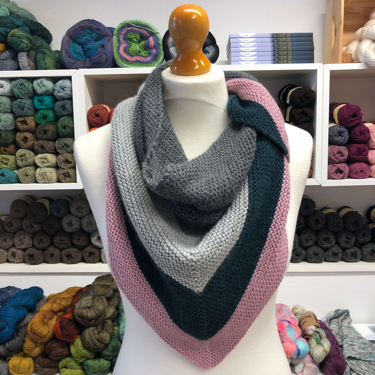 The Woolly Brew Triangle Shawl free knitting pattern for DK yarn