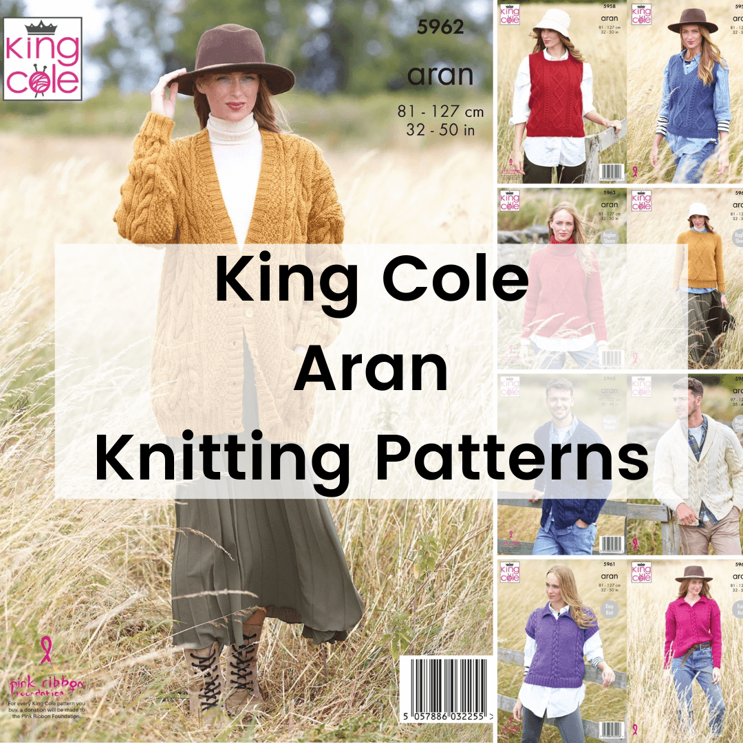 King Cole Wool Aran knitting patterns adults and kids jumpers and ...